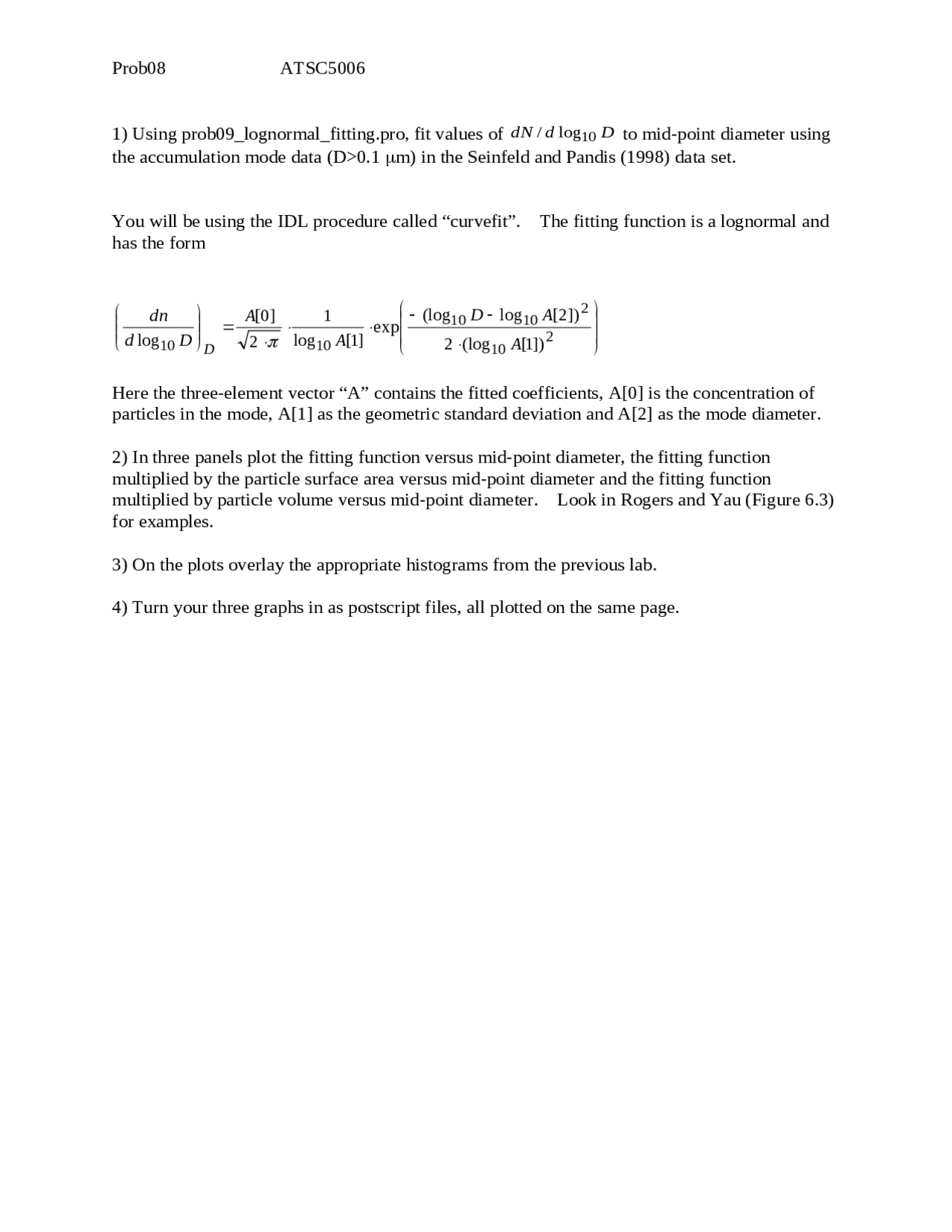 Problem Set 8 For Fitting Functions Problems Microphysics Atsc 5006