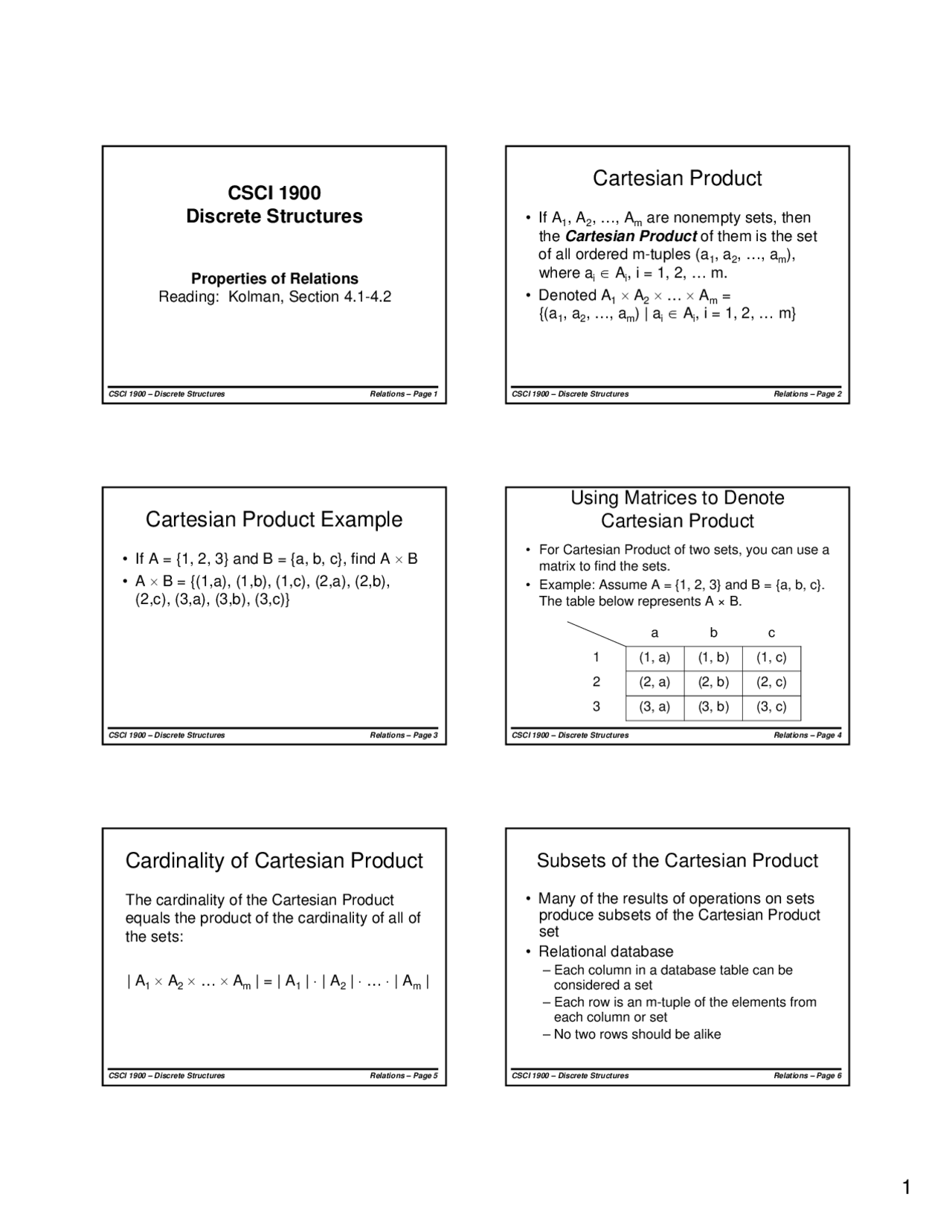 Properties Of Relations In Discrete Structures Lecture Slides Csci
