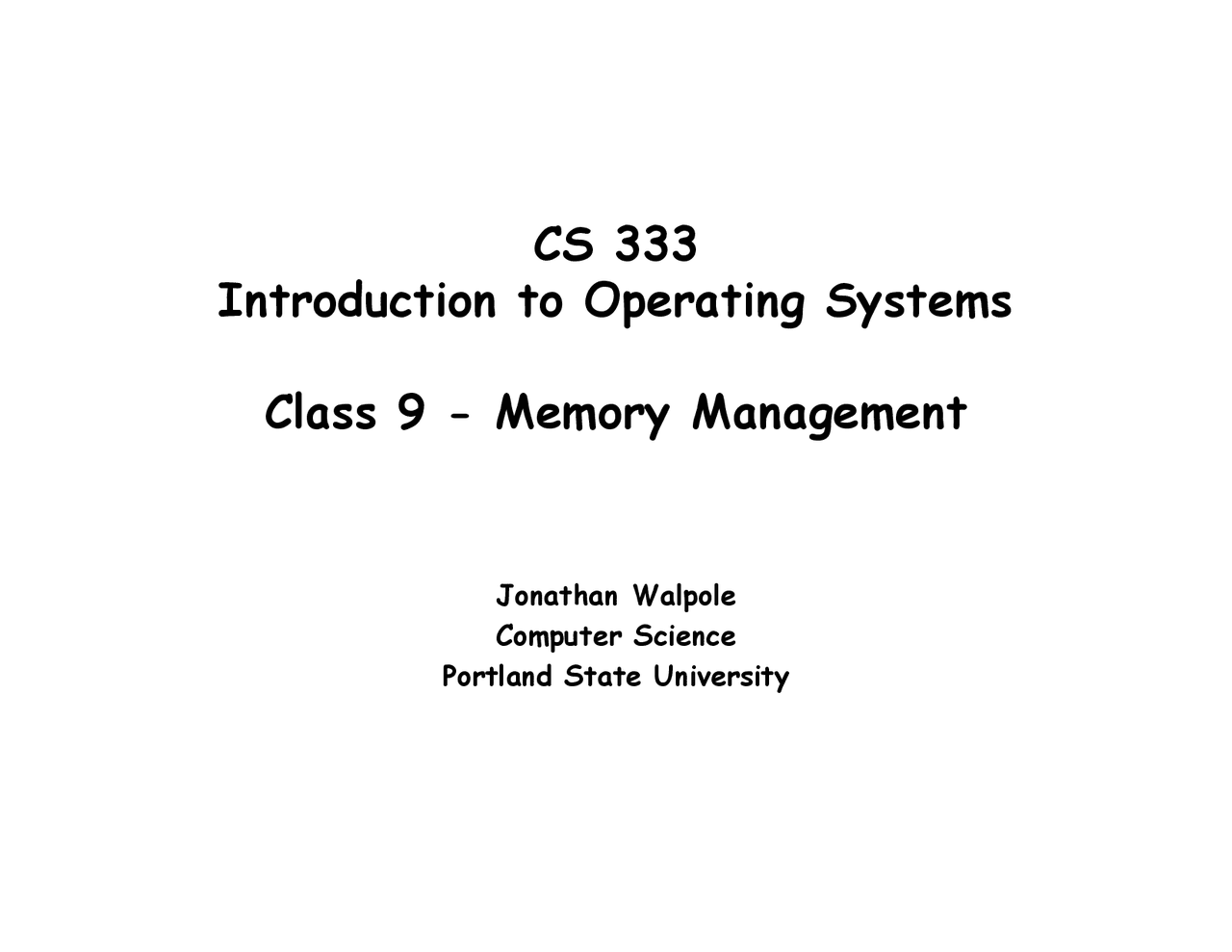 Memory Management Lecture Slides Cs 333 Docsity