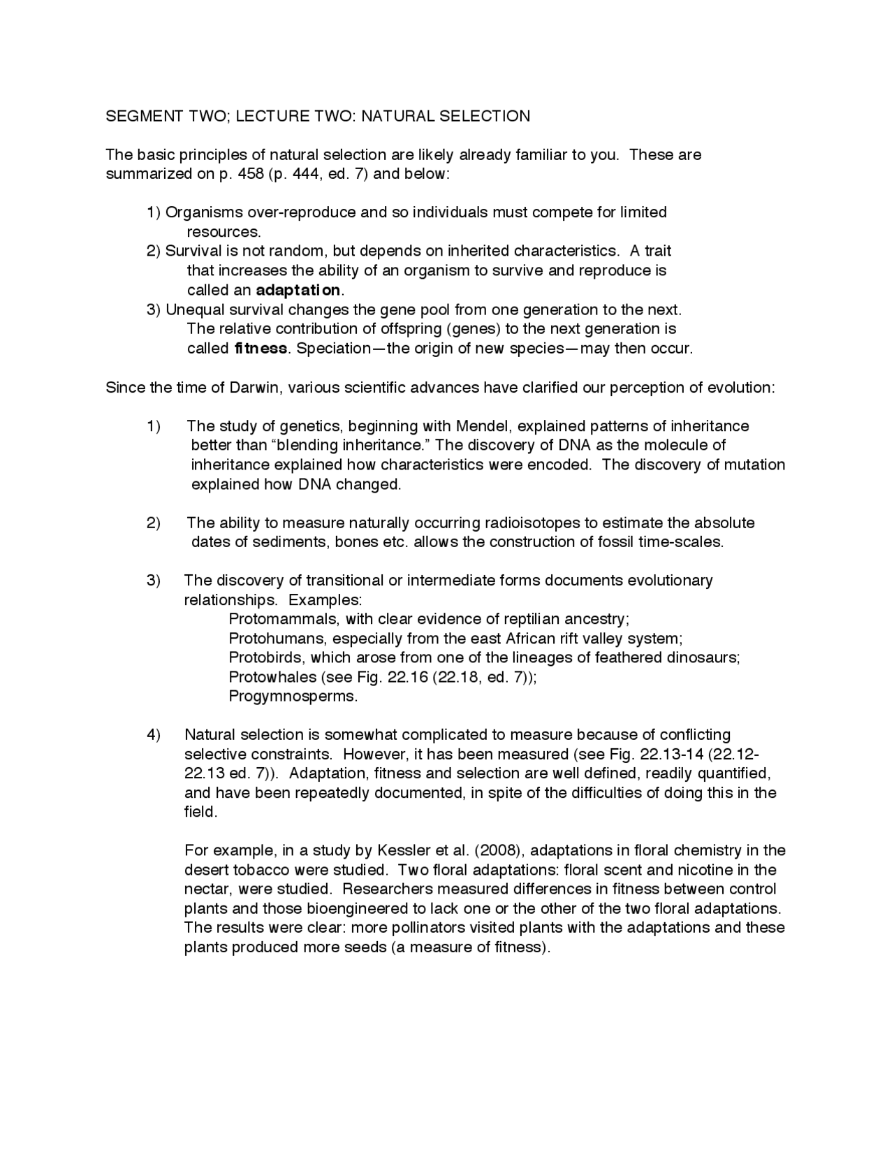 Natural Selection Fundamentals Of Biology Ii Bios 209 Docsity