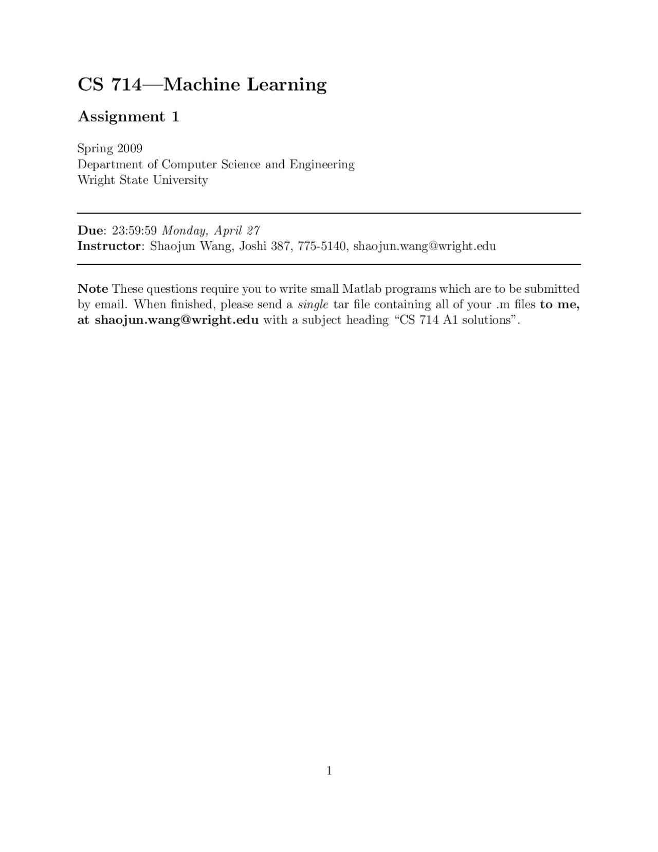 Machine Learning Assignment 1: Regression with Regularization and Kernels (CS 714) - Prof ...