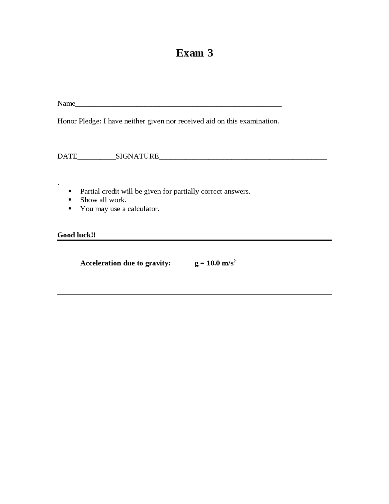 General Physics I - Final Exam 3 Questions | PHY 113 | Exams Physics ...