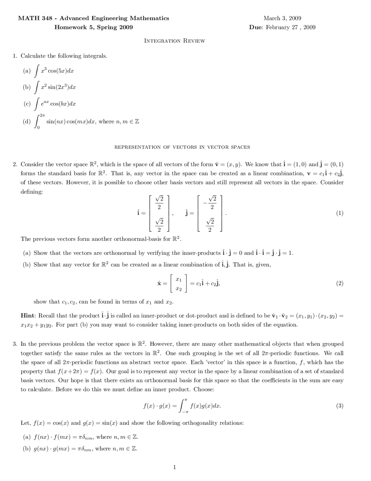 Advanced Engineering Mathematics Solved Assignment 5 Math 348 Docsity