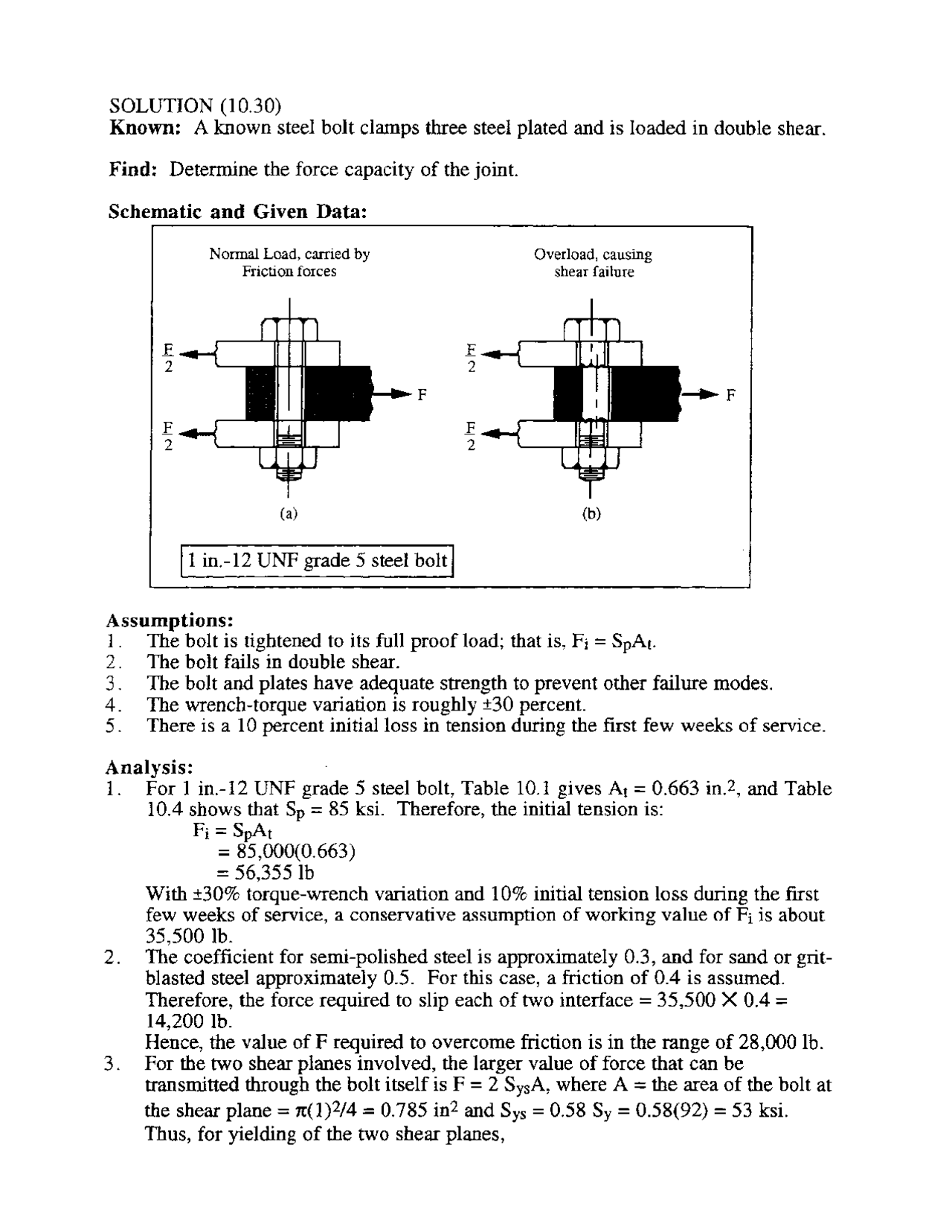 Determination of Force Capacity of Joint in Steel Plate | MECH 3230 | Assignments Machine Design ...