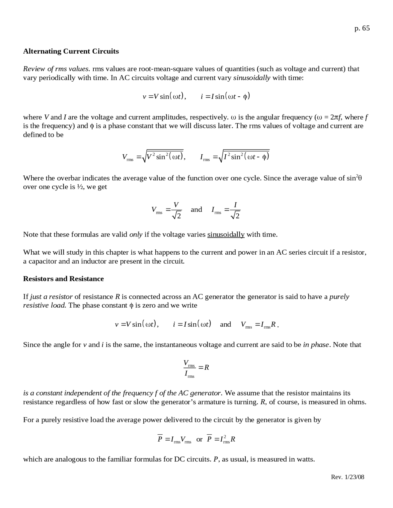 General Physics II - Review Sheet | PHYS 112 - Docsity