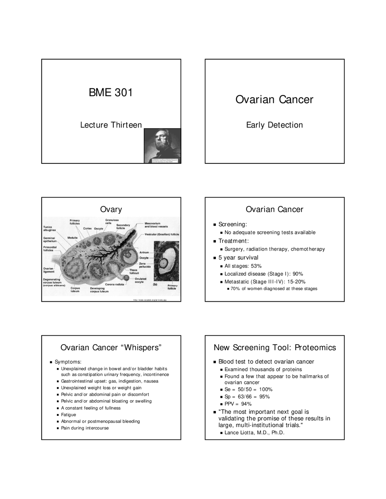 Ovarian Cancer - Bioengineering and World Health - Slides | BIOE 301 ...