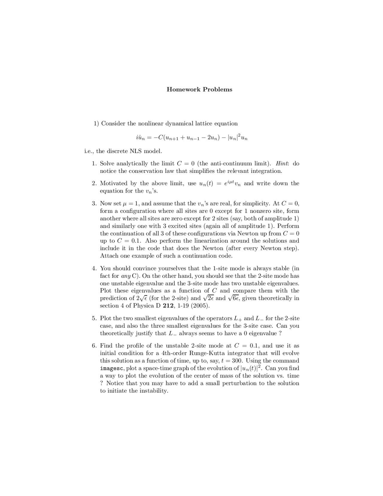 Homework Practice Problems Applied Mathematicsmathematics Modeling