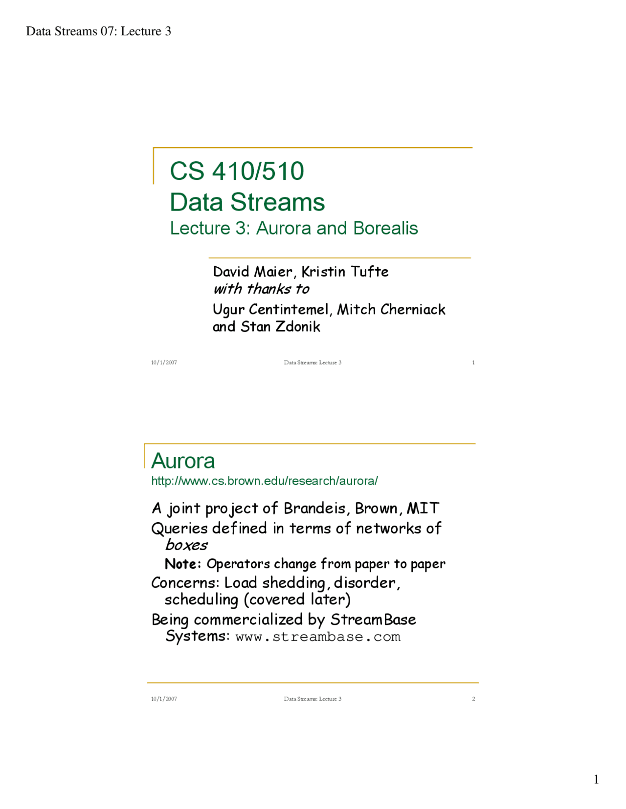 Aurora and Burials in Data Streams - Paper | CS 410 - Docsity
