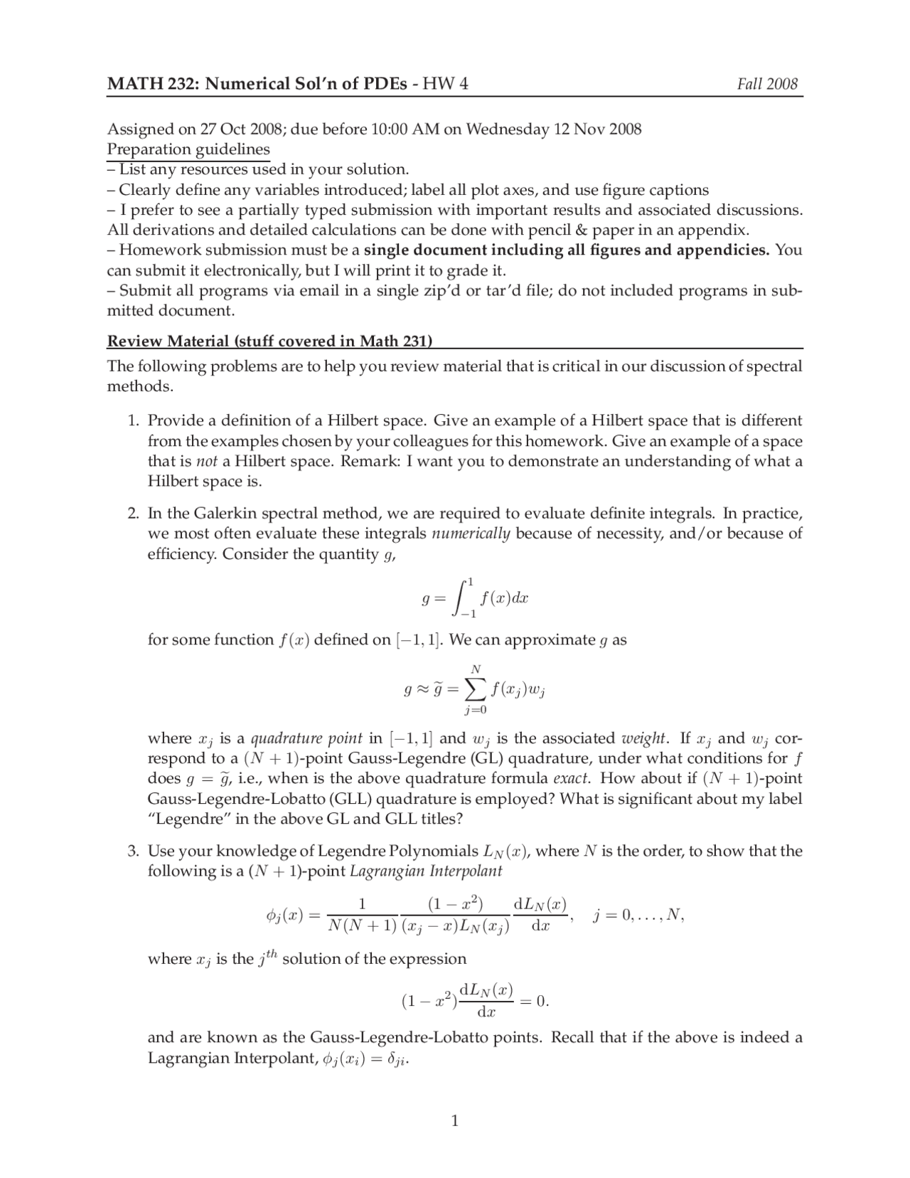 Questions For Assignment 4 Numerical Solution Of Differential Equations I Math 231 Docsity