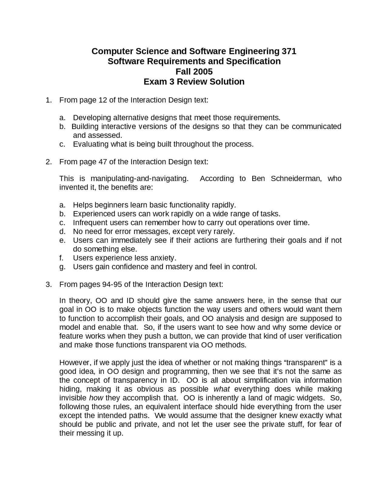 Exam 3 Review Solution For Software Requirements Csse 371 Docsity