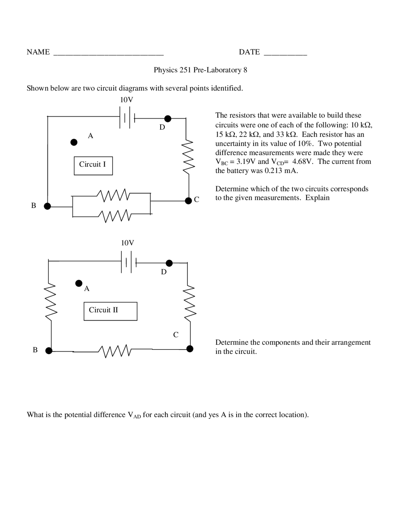 Pre Laboratory Question With Solution Heat Electricity Optics Phys