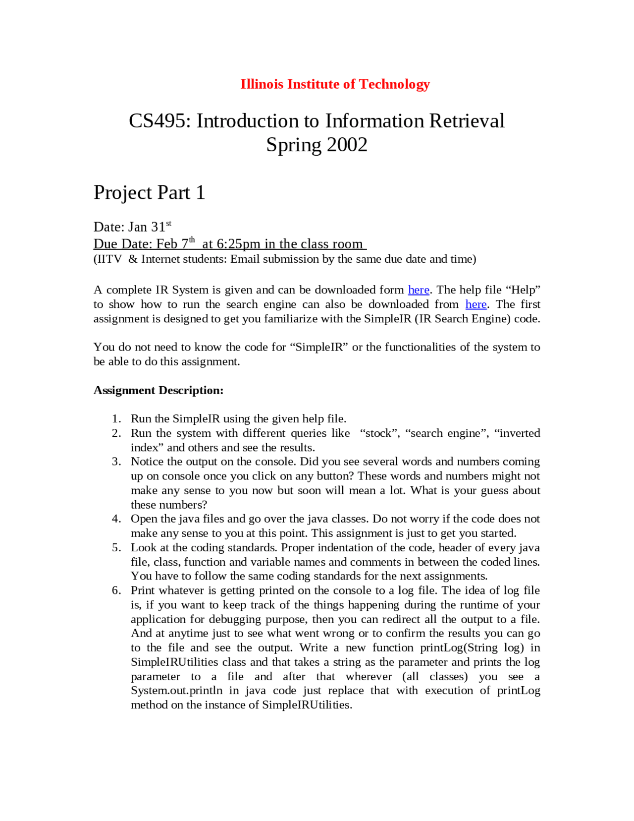 Introduction To Information Retrieval Project Part 1 Cs 495 Docsity
