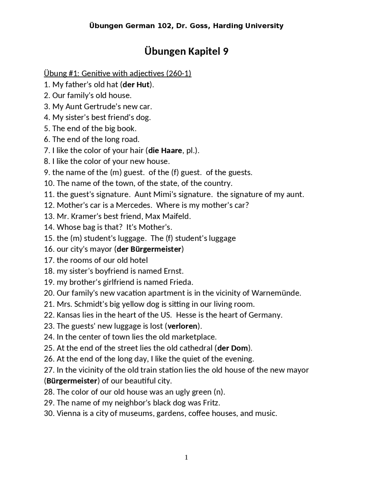 Genitive with Adjectives - Elementary German II | GER 102 - Docsity