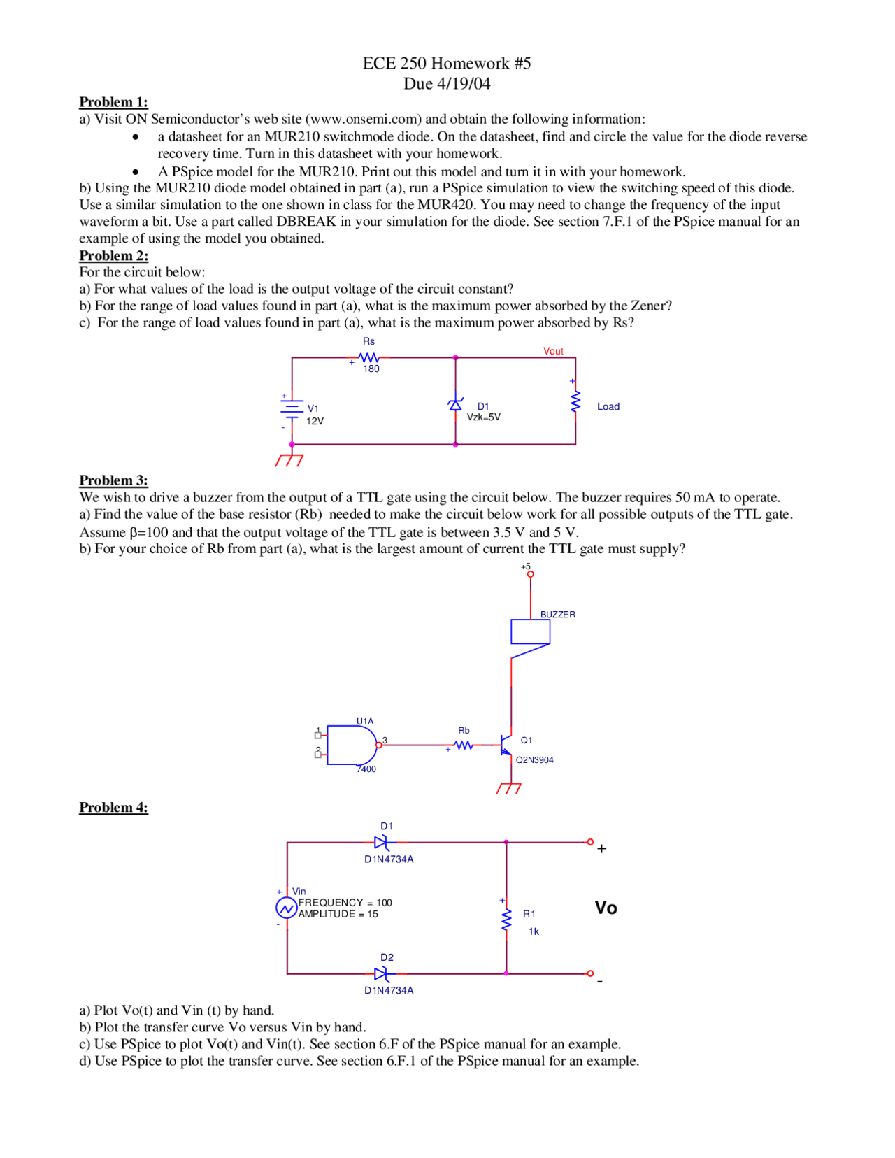 4 Practice Problems On Electronic Device Modeling Homework 5 Ece