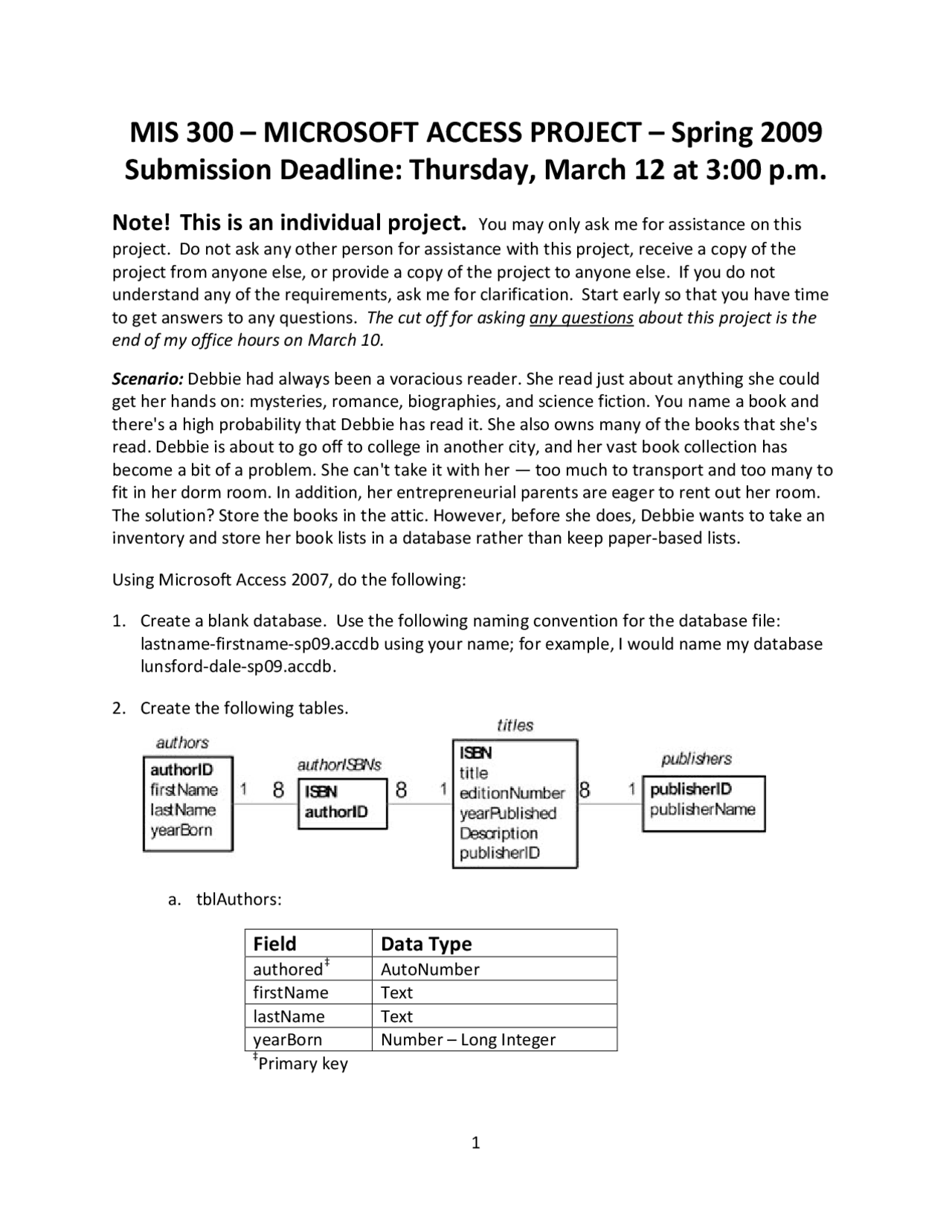 Microsoft Access Project - Management Information Systems | MIS 300 ...