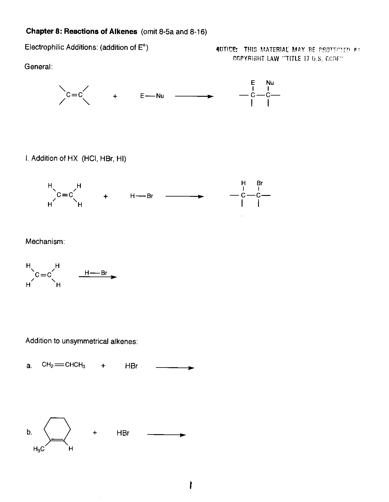 Electrophilic Additions In Reactions Of Alkenes Chem 3331 Docsity