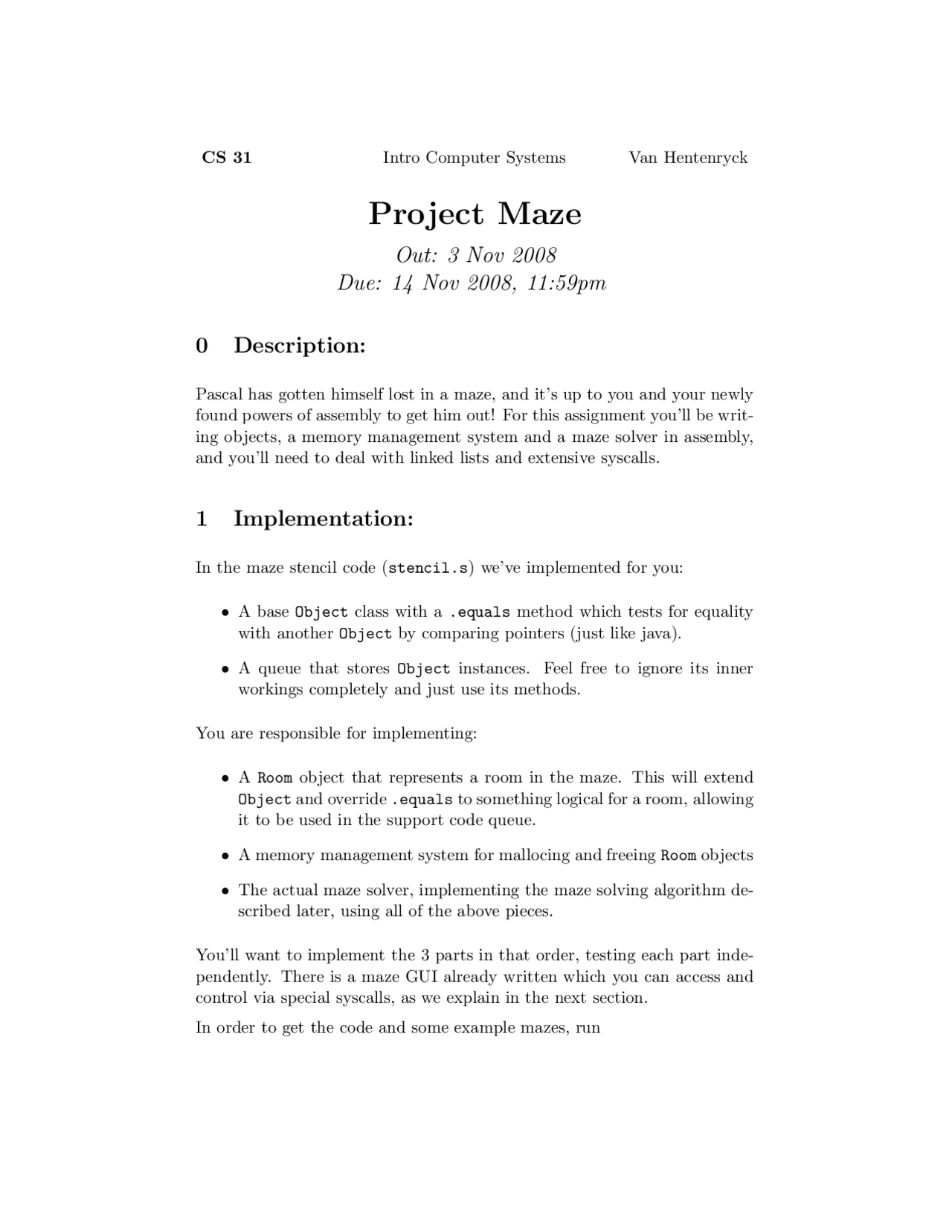 Project Maze For Introduction To Computer Systems East Xlist Docsity