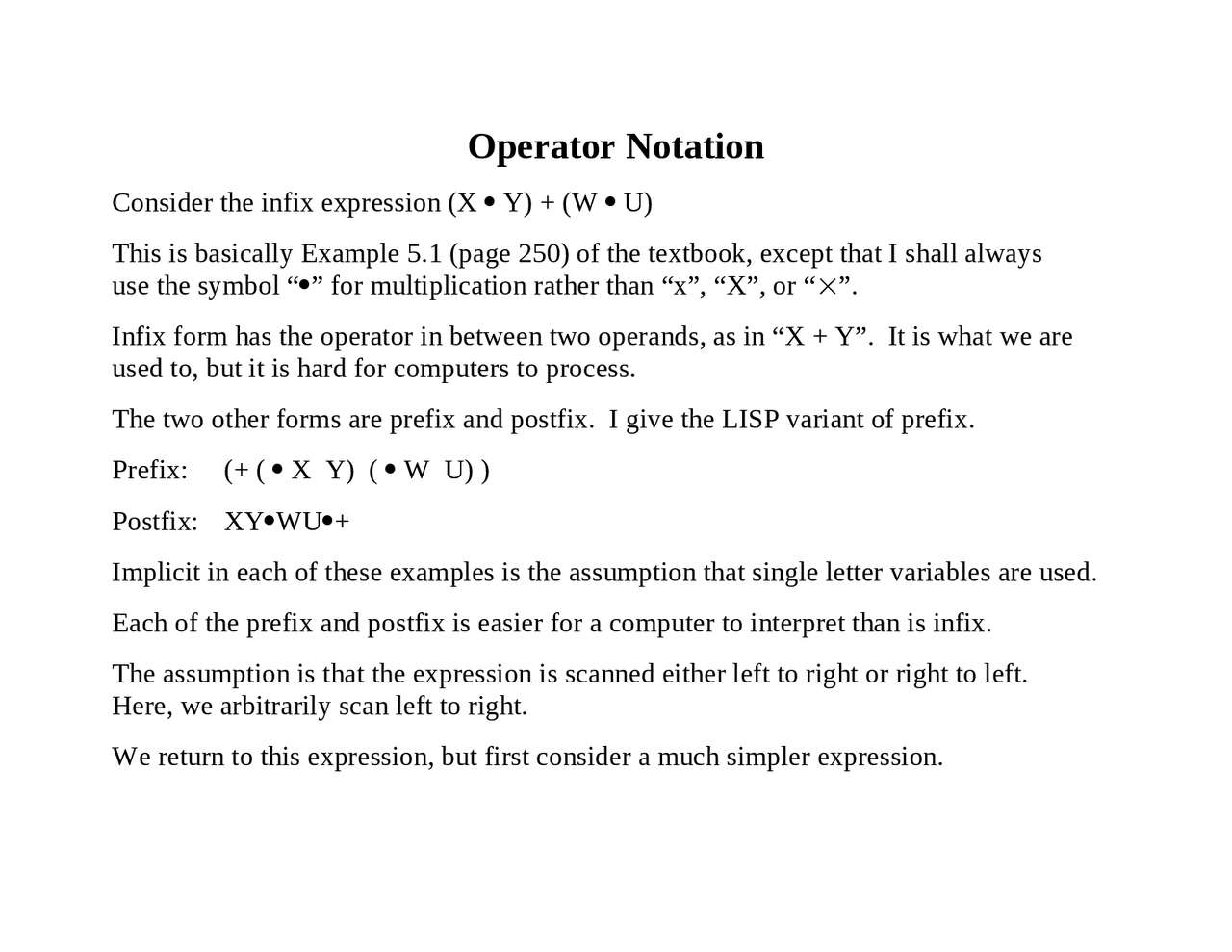 Lecture Notes On Operator Notation Computer Organization Cpsc 2105 Docsity