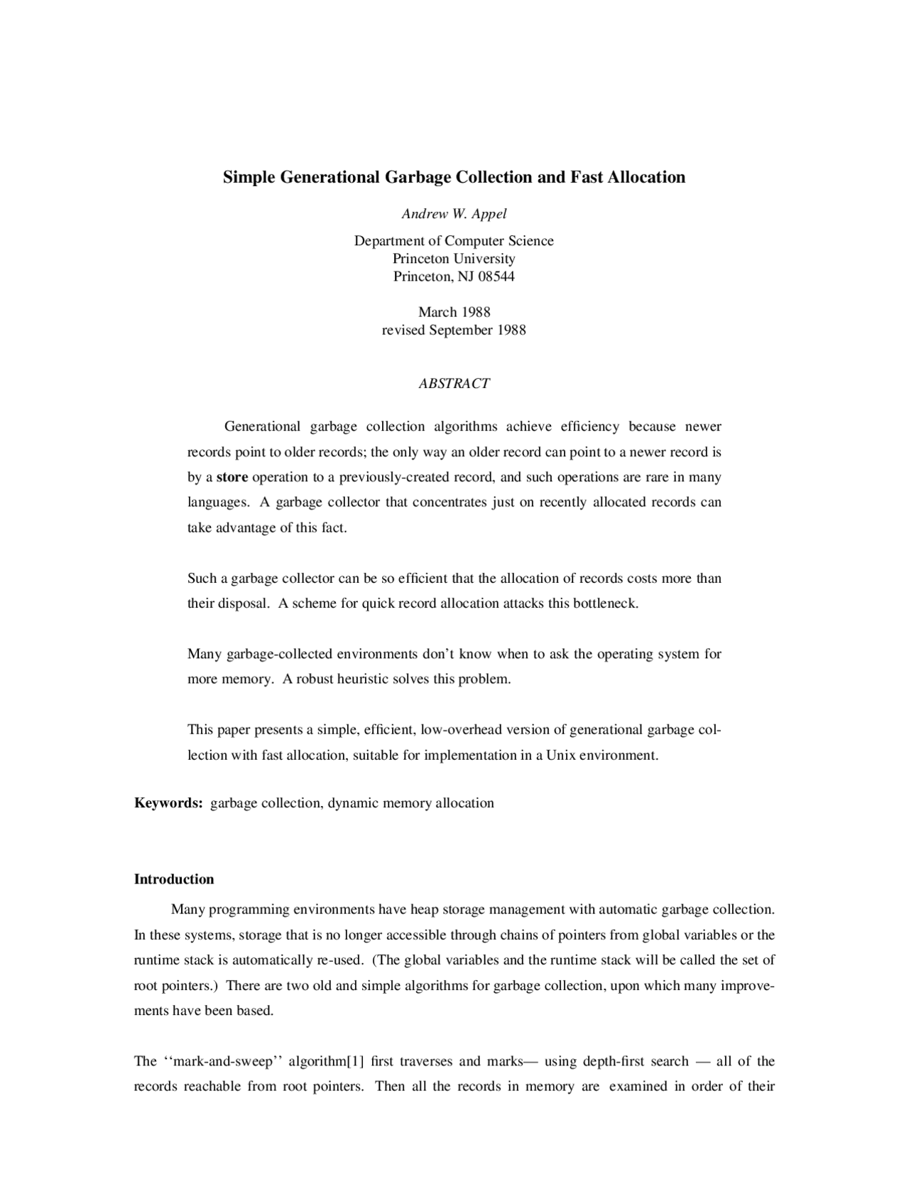 Simple Generational Garbage Collection And Fast Allocation Cmpsci 691 Docsity