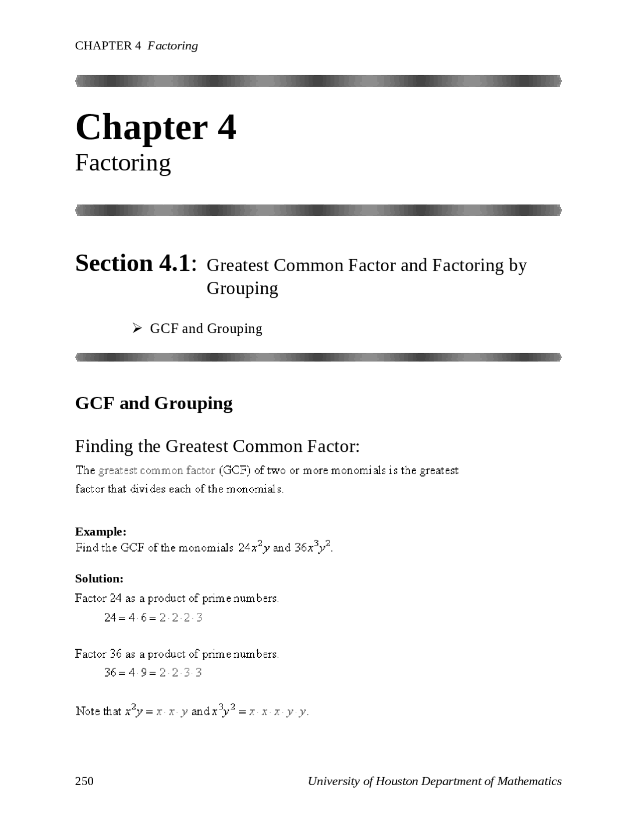 Notes on Factoring | Fundamentals of Mathematics | MATH 1300 - Docsity