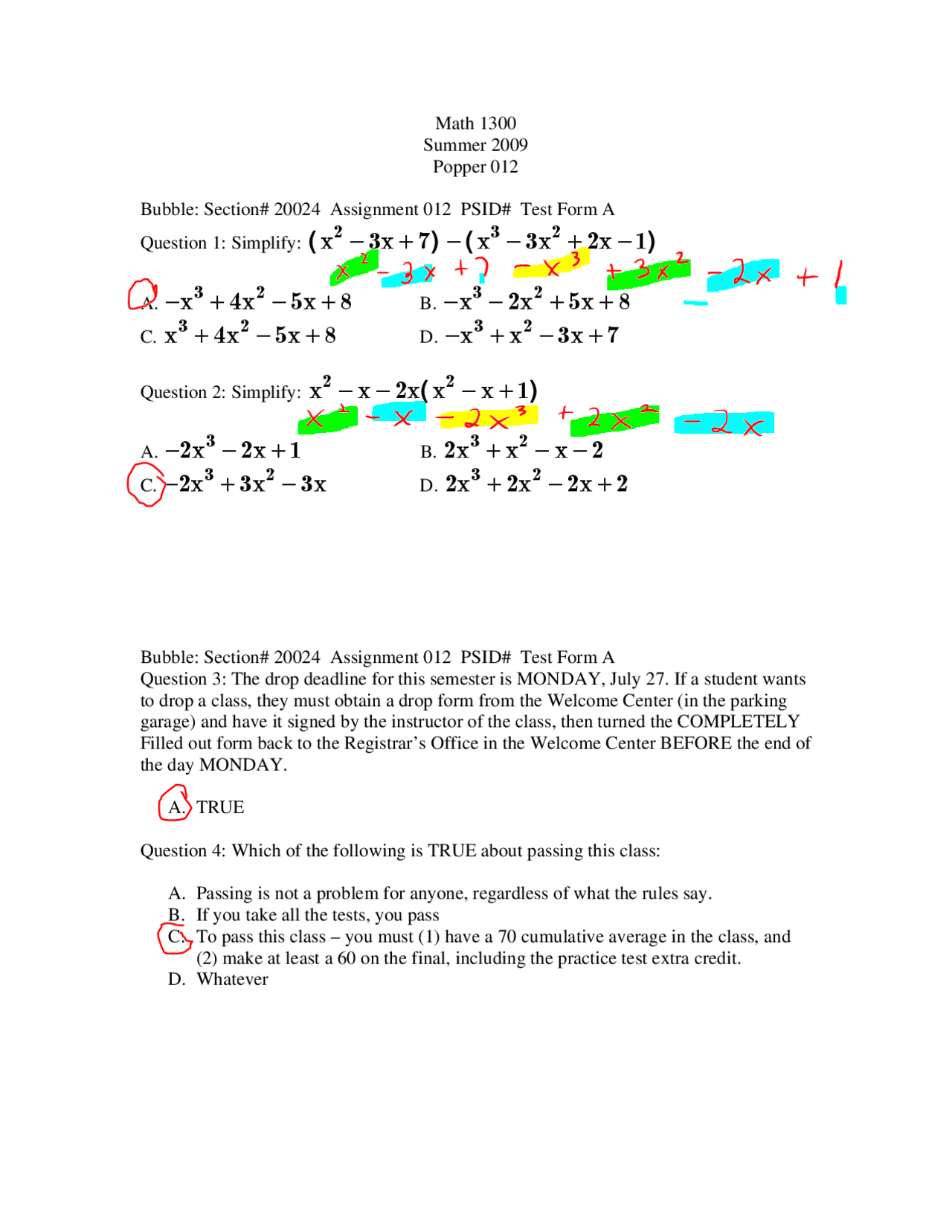 Solutions To Final Exam Fundamentals Of Mathematics Math 1300 Docsity