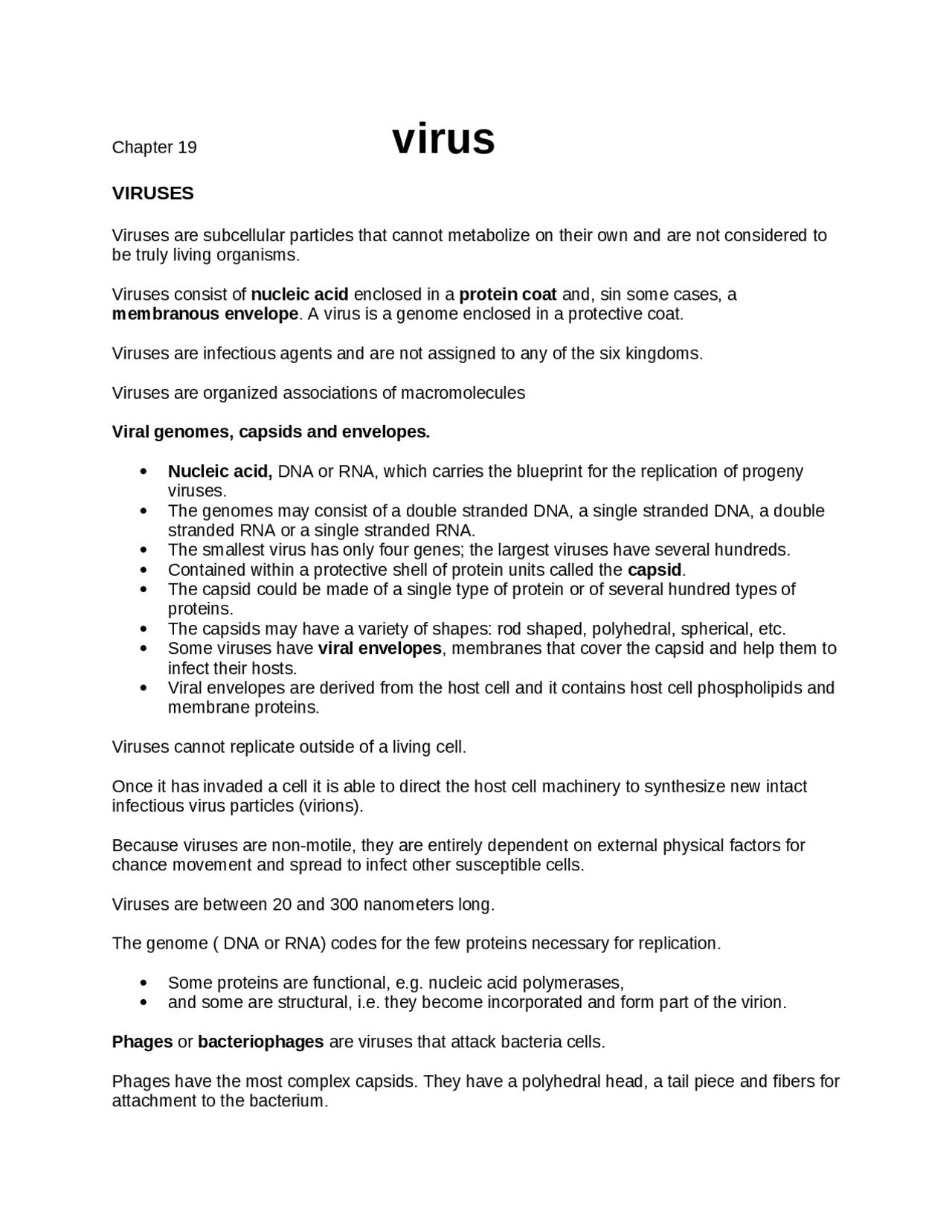 Notes On Virus Principles Of Biology I Biol 111 Docsity