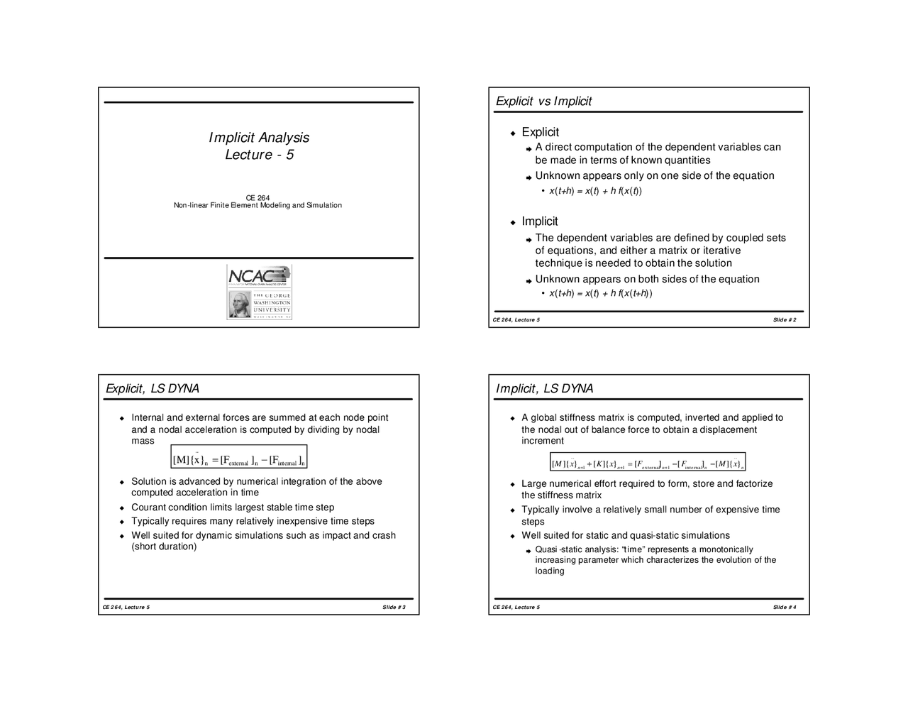 Non Linear Finite Elements Modeling And Simulation Ce 264 Docsity