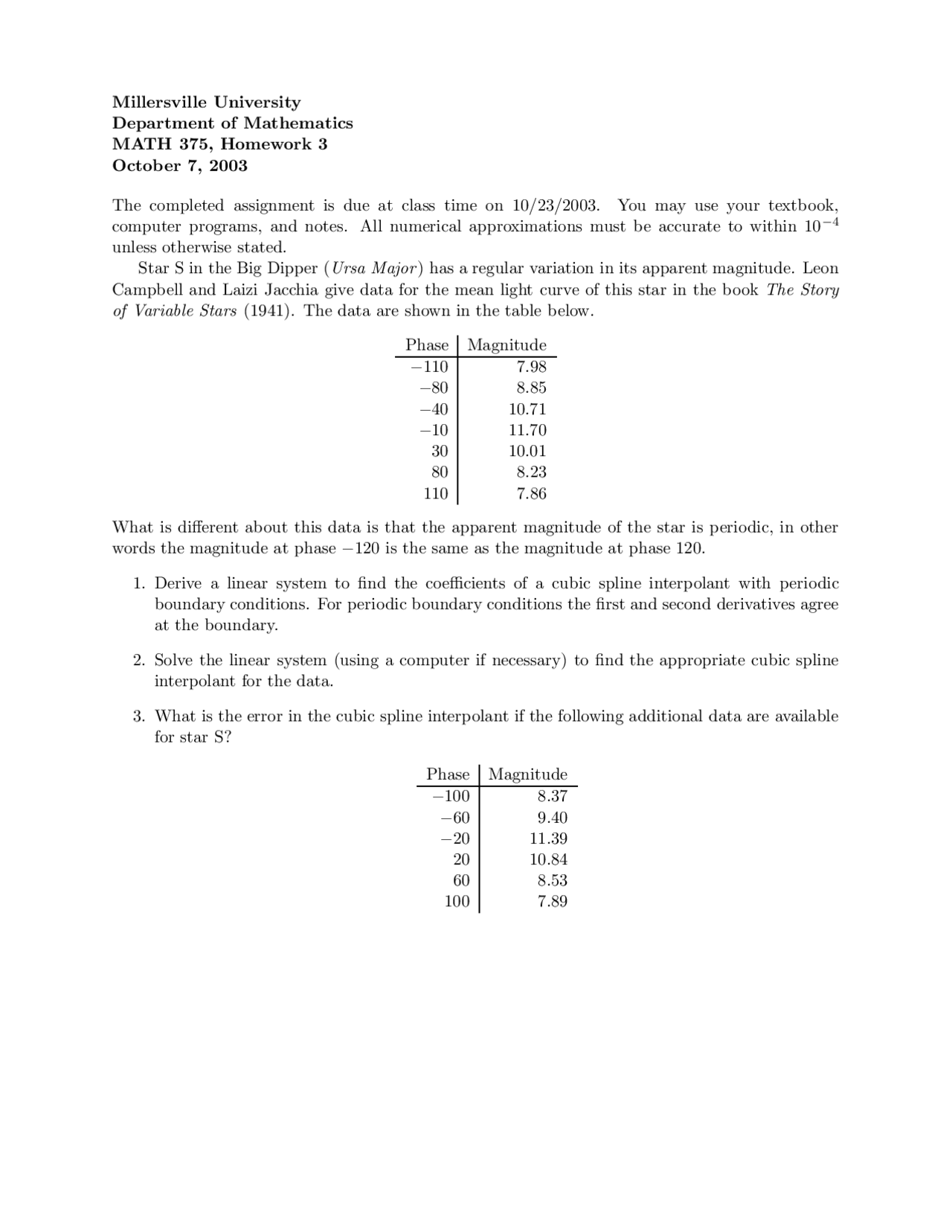 Numerical Analysis Homework 3 Practice Math 375 Docsity