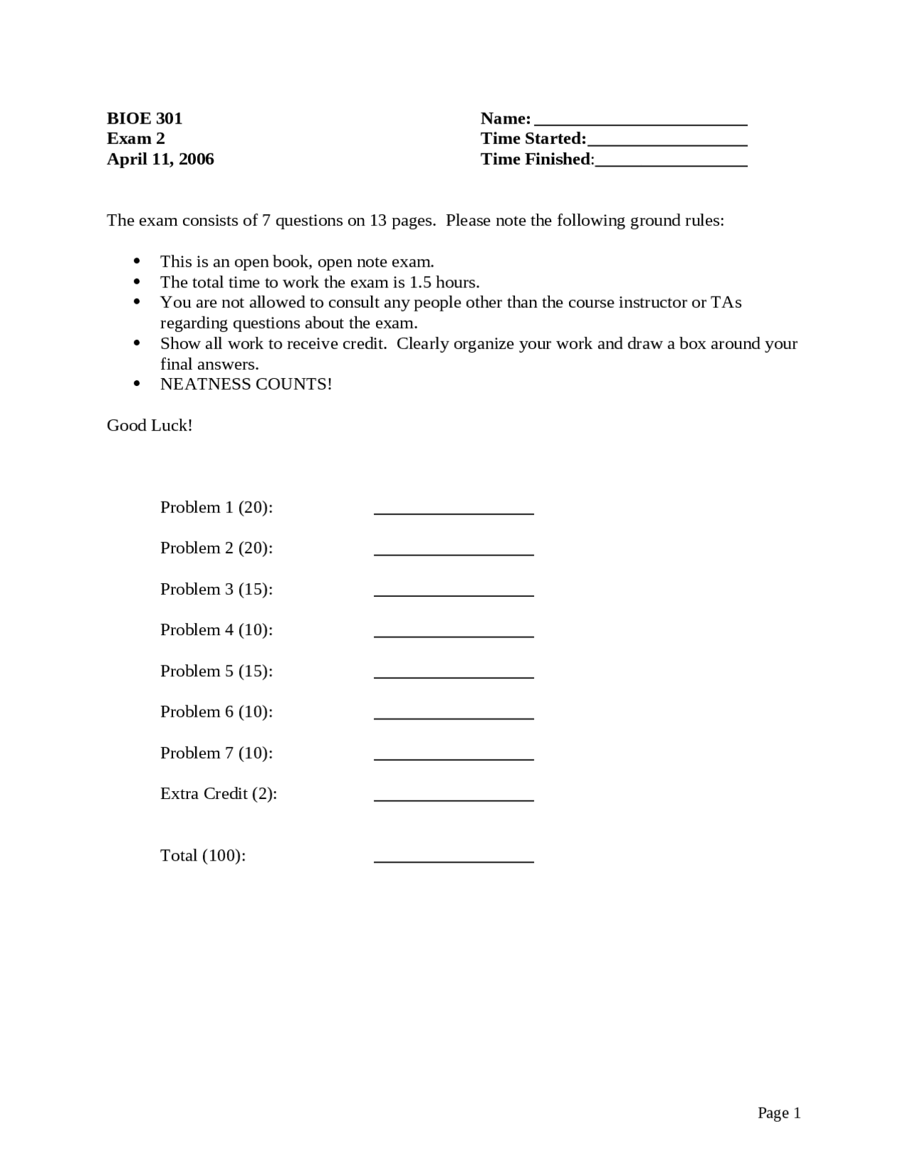 7 Questions Of Bioengineering And World Health Exam 2 Bioe 301