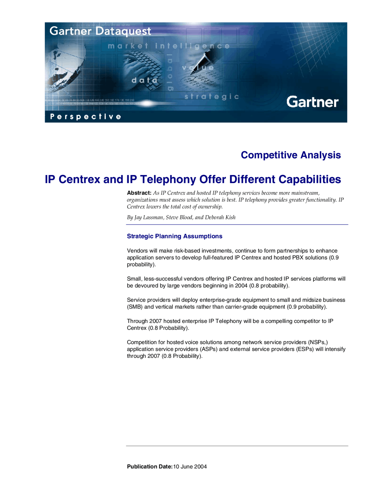 Comparing IP Centrex and IP Telephony: Capabilities and Benefits for ...