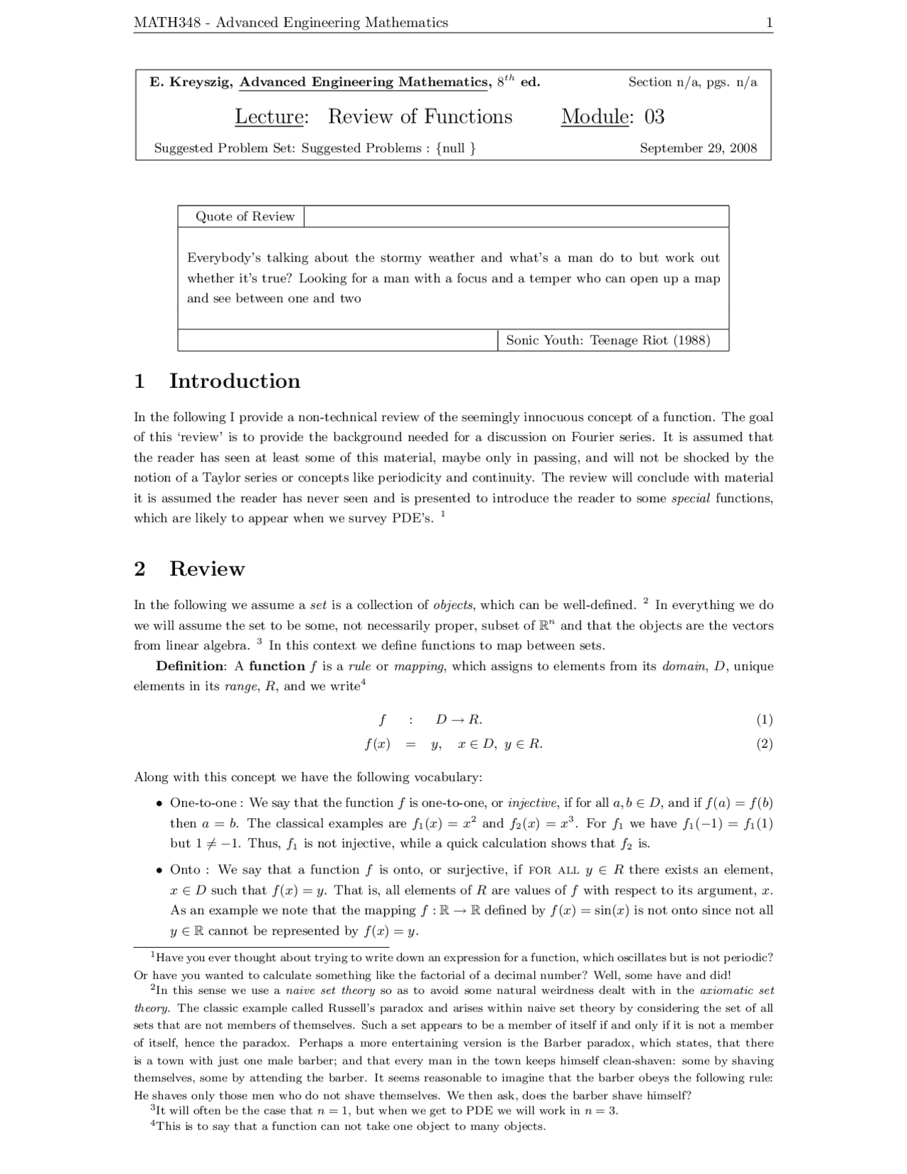 Problem Set For Advanced Engineering Mathematics Math 348 Docsity