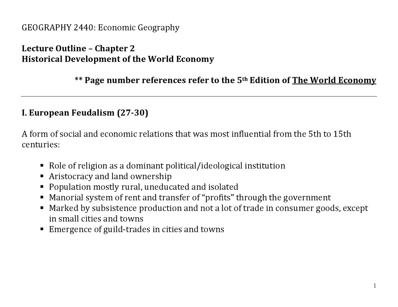 Historical Development of the World Economy - Economic Geography ...