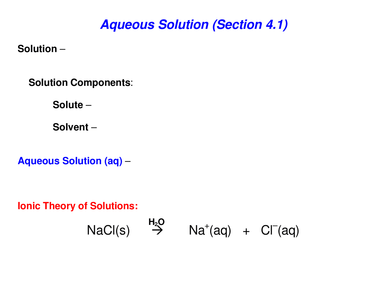 Aqueous Solution And Electrolytes Lecture Slides Chm 115 Docsity