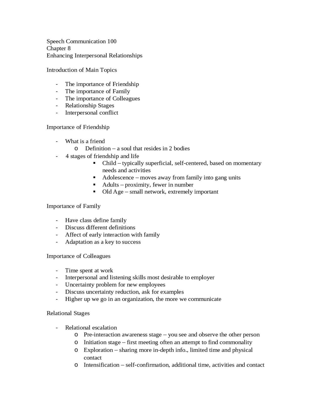 Enhancing Interpersonal Relationships Handout Hcom 100 Docsity