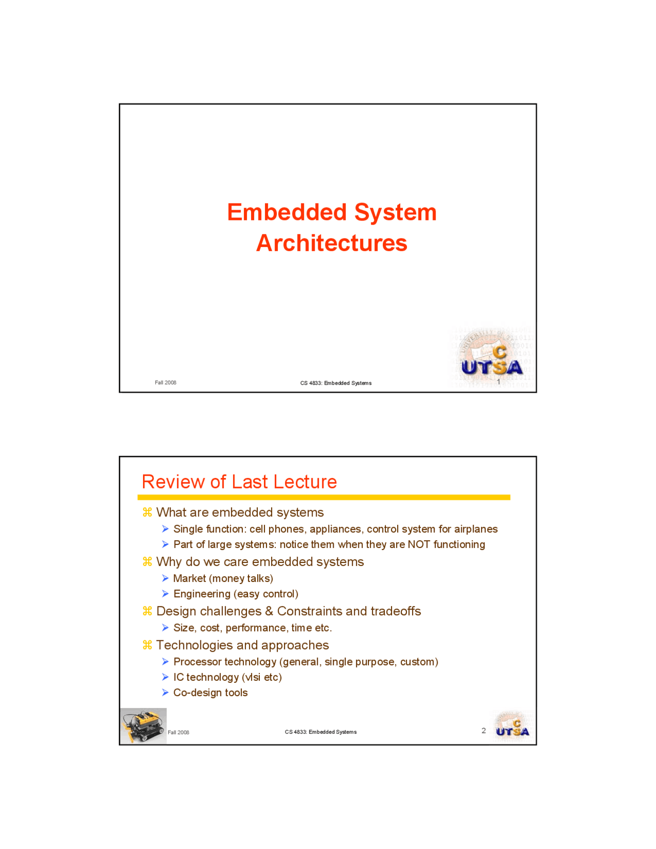 Embedded System Architectures Lecture Slides Cs 4833 Docsity