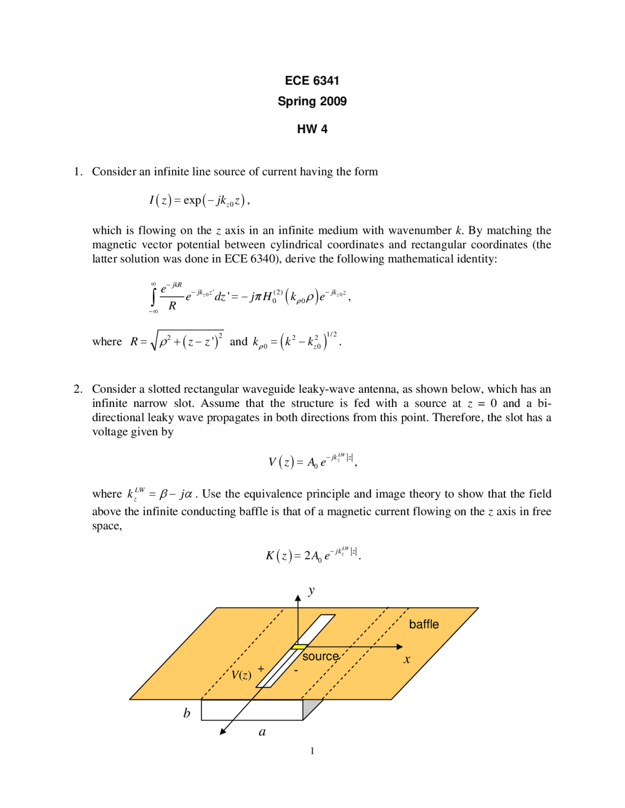 Advanced Electromagnetic Waves Assignment 4 Practice Ece 6341 Docsity