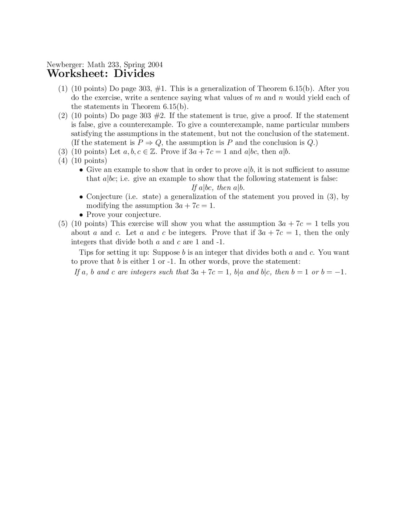 Divides Fundamental Concepts For Advanced Mathematics Worksheet
