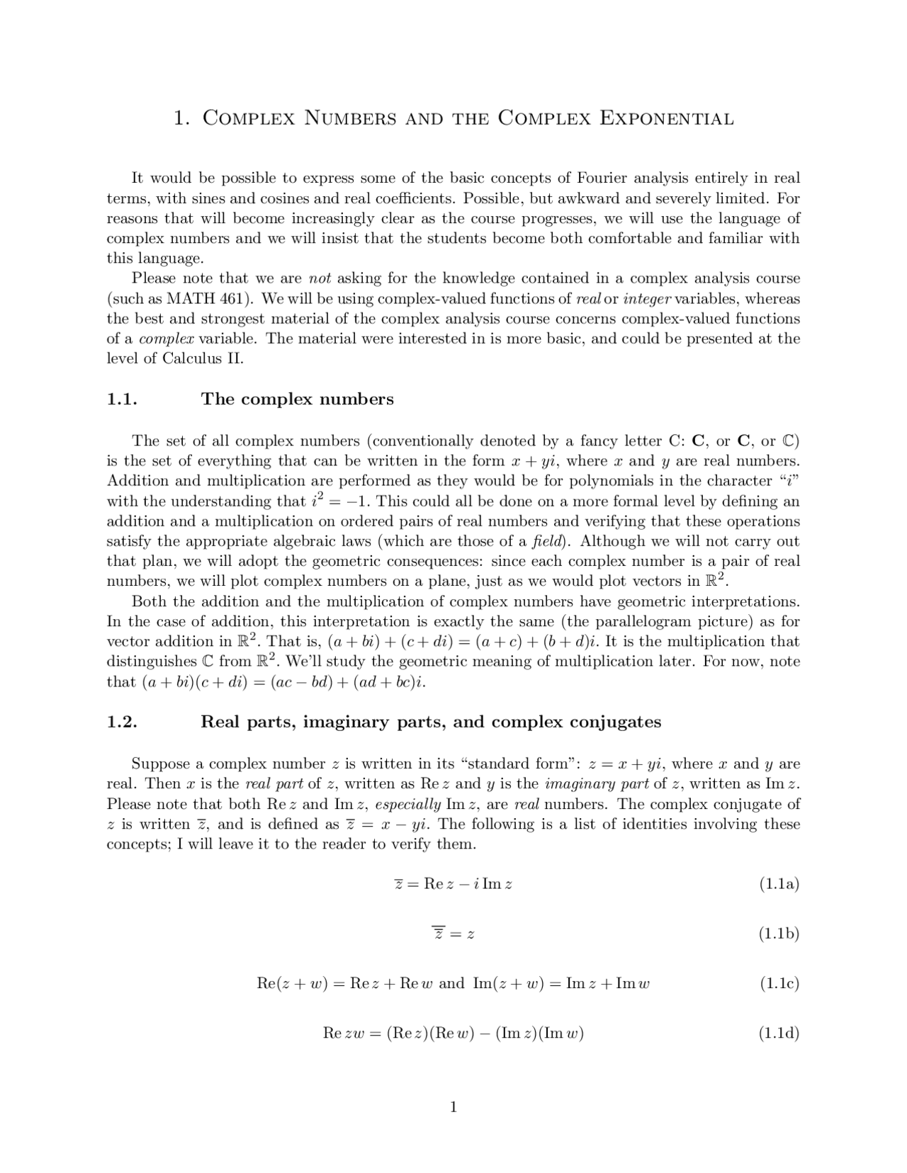 Complex Numbers and the Complex Exponential - Exam | MATH 461 - Docsity
