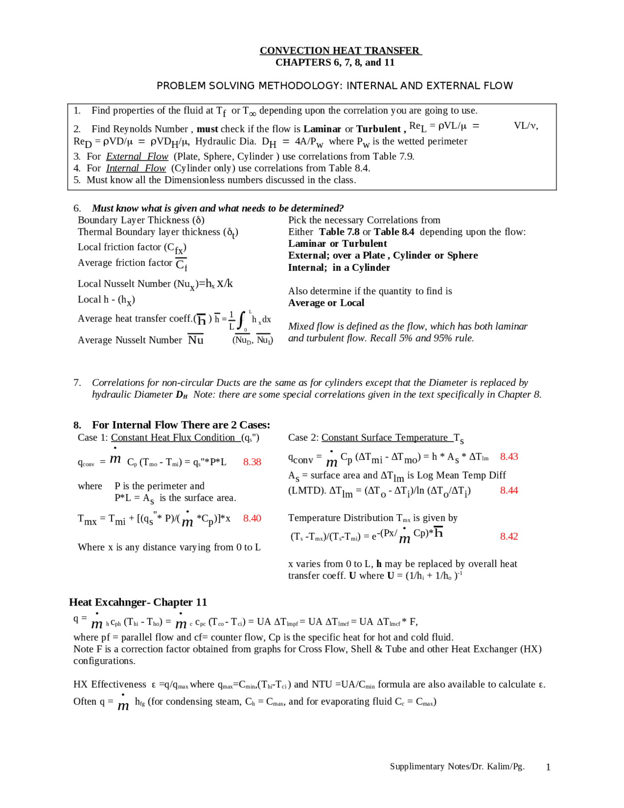 Notes on Internal and External Flow - Heat and Mass Transfer | ME 324 ...