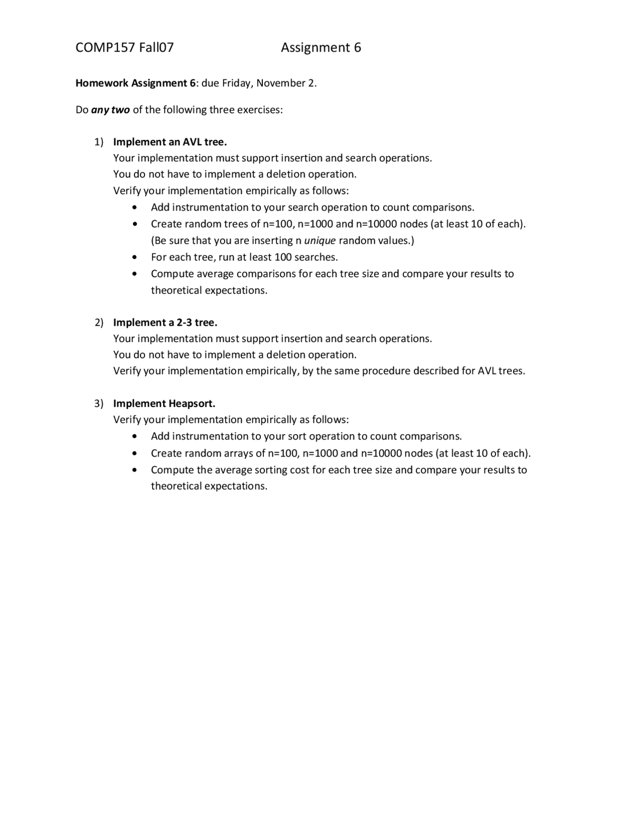 Assignment 6 Questions Design And Analysis Of Algorithms Comp 157