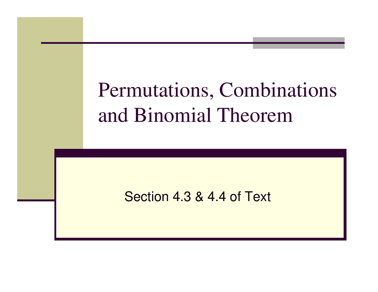 Permutations, Combinations and Binomial Theorem - Lecture Slides | ENGR ...