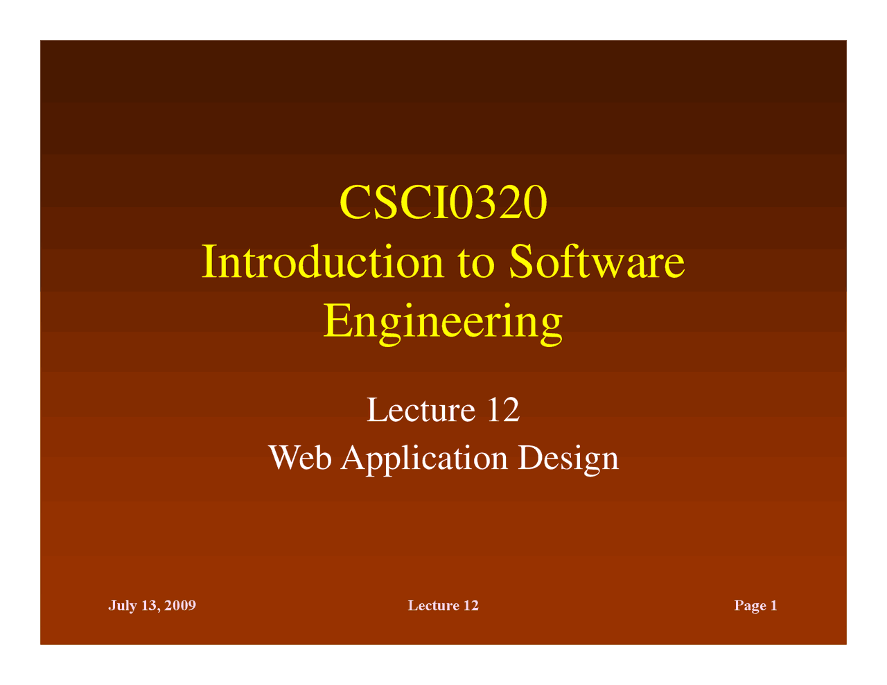 Lecture Slides For Web Application Design Csci 0320 Docsity