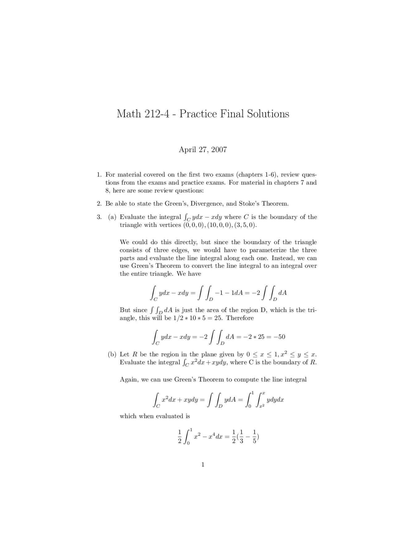 7 Questions With Solution Of Multivariable Calculus Final Exam Math
