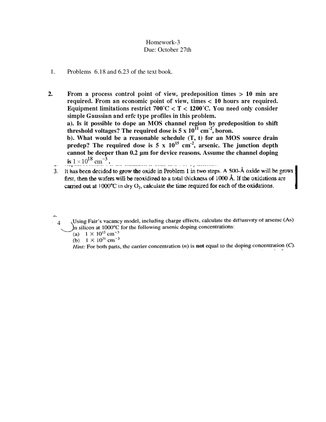 Homework 3 Problems For Vlsi Technology Fabrication Ee 539 Docsity