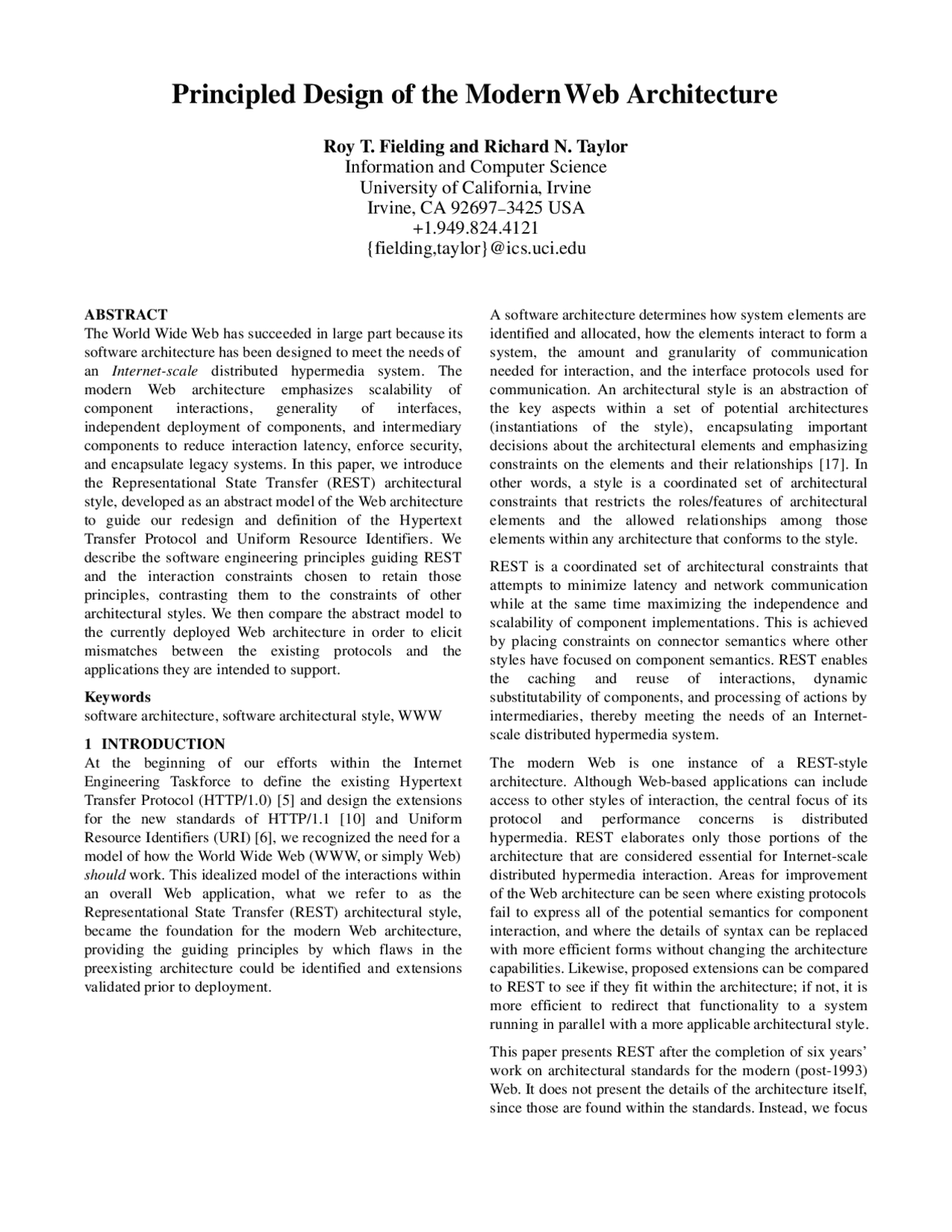 Principled Design of the Modern Web Architecture | CSCI 210 - Docsity