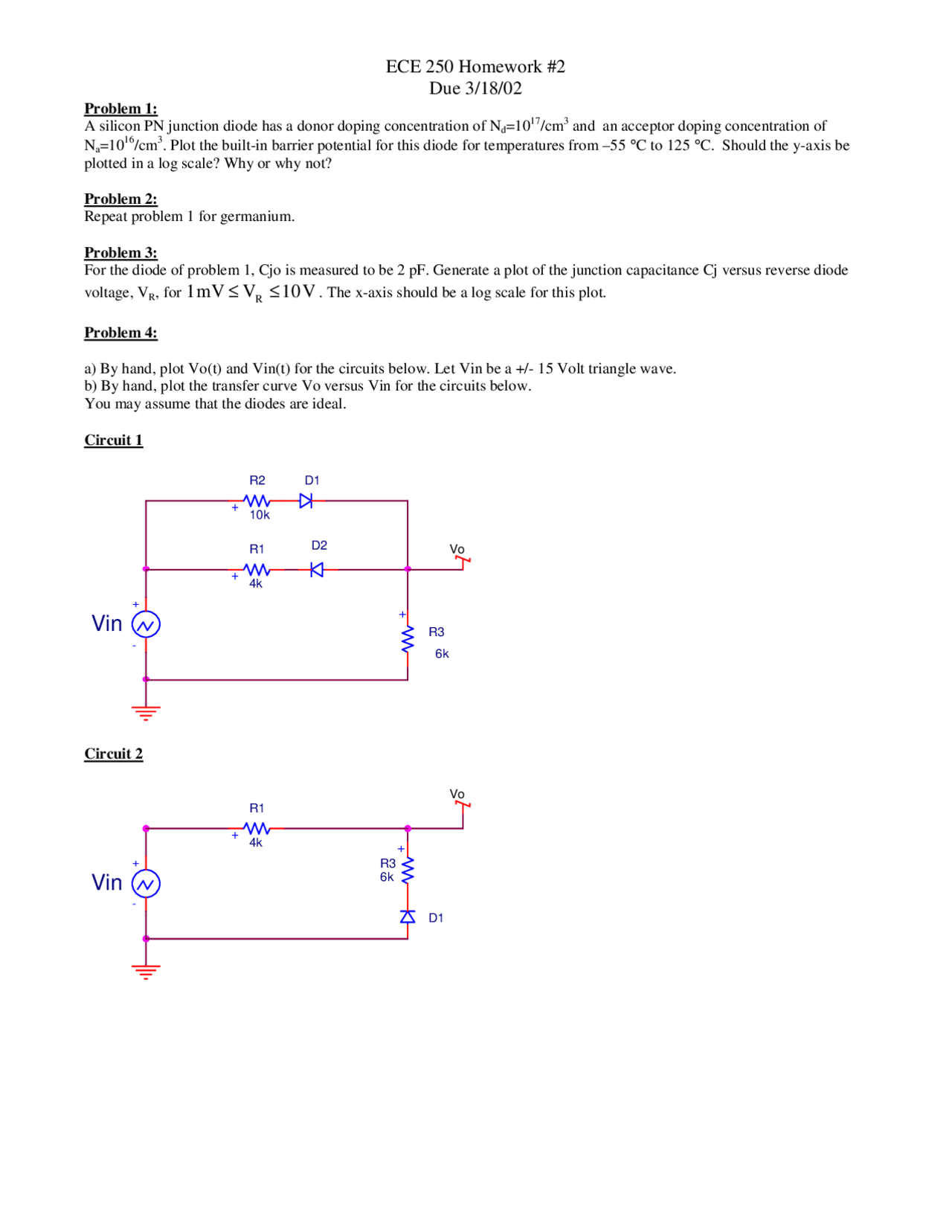 5 Practice Problems On Electronic Device Modeling Homework 2 Ece