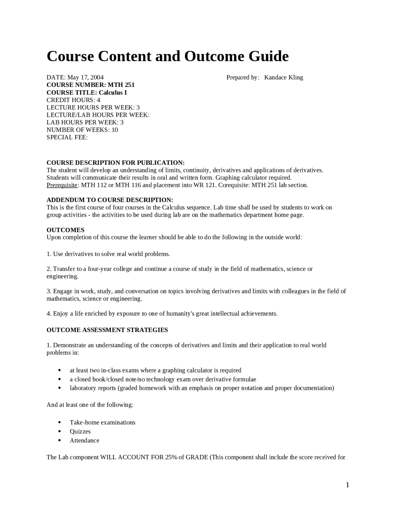 Applications Of Derivatives In Calculus I Mth 251 Docsity
