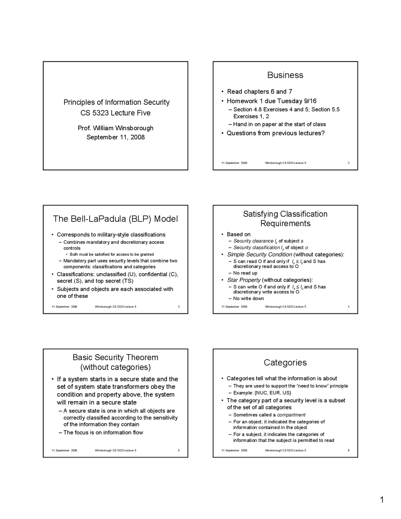 Principles Of Information Security Lecture Slides Cs 5323 Docsity