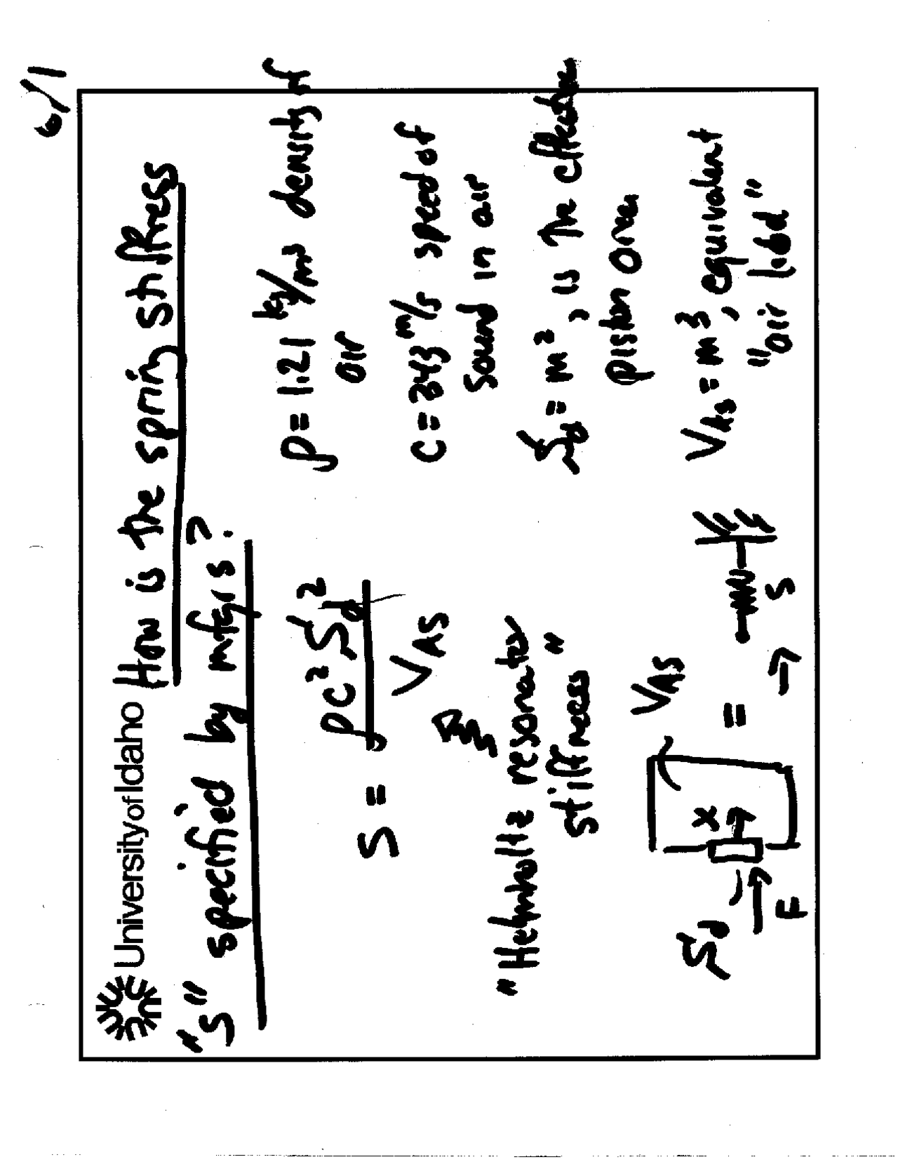 Handwritten Notes On Acoustics In Fluids Spring Structures Me 413