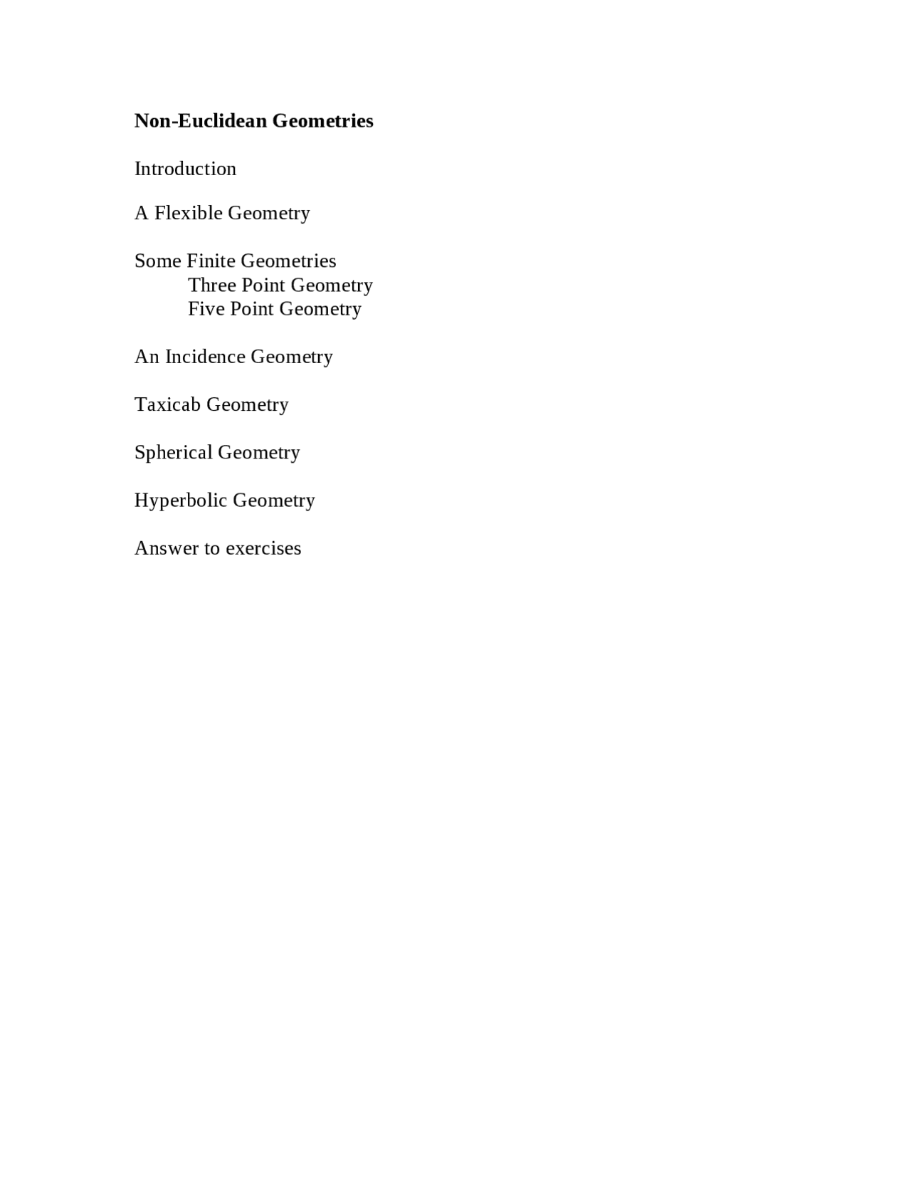 Non Euclidean Geometries Lecture Notes Math 3305 Docsity